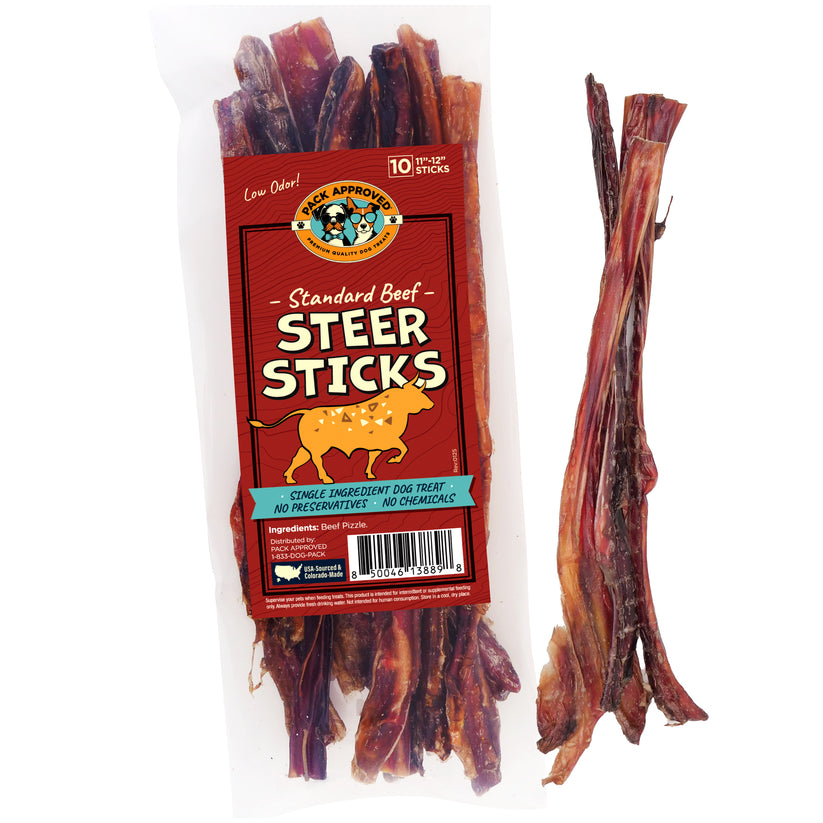 Pack Approved Standard Beef Steer Bully Sticks, 11-12" (10ct) – Riley's ...