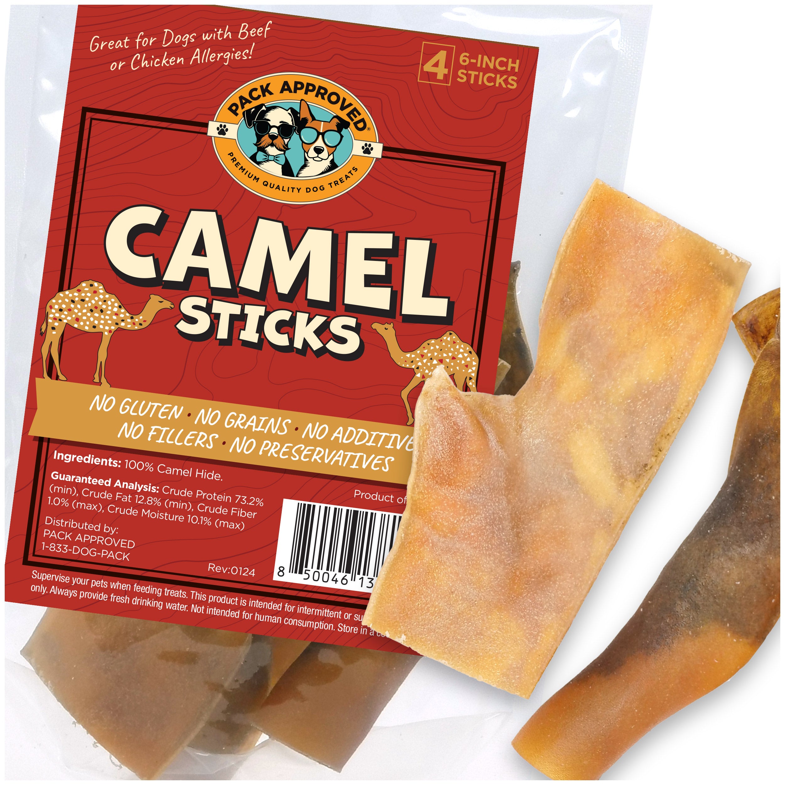 Pack Approved 6" Camel Skin (4ct) – Riley's Pets